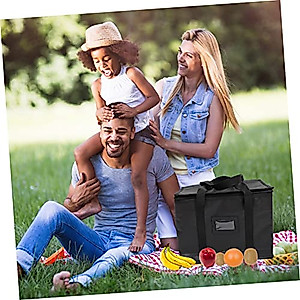 Hoement Insulation Bags Food Pouches Hand Bags Tote Bags Grocery Bags Large Capacity Tote Bag Bag Insulated Bags for Food Cooler Bag Insulated Food Carrier Bag Woven Black