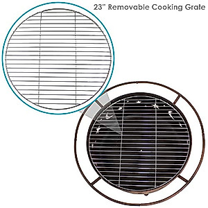 Sunnydaze Cosmic 30-Inch Fire Pit with Cooking BBQ Grill Grate, Spark Screen, and Fireplace Poker - Celestial Design