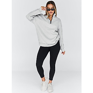 Trendy Queen Womens Oversized Sweatshirts Fall Fashion Hoodies Half Zip Pullover Long Sleeve Shirts Clothes Outfits Grey S