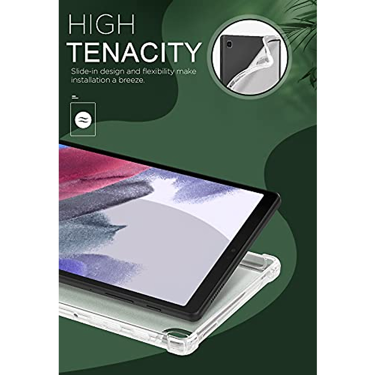 MoKo Case Fits Samsung Galaxy Tab A7 Lite 8.7-Inch 2021 Release Tablet Model SM-T225/T220/T227/T227U, Matte Soft Flexible FrostedTPU Skin Bumper Back Cover Shell, Matte