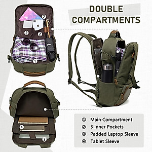 Kasqo Laptop Backpack 15.6 Inch Canvas Waterproof Anti Theft Business Travel College School Computer Bookbag Carry on Bag with USB Charging Port for Women Men, Black