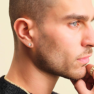 KRKC&CO Moissanite Earrings for Men, Dazzling Studs Earrings, S925 Sterling Silver, 4-Prong, 1.2-3.0CT, D Color, VVS1, Gold Jewelry Gifts For Him(5.5mm, 0.6ct*2, gold)