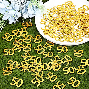200 Pieces Birthday Confetti Gold Confetti Anniversary Confetti Glitter Gold Table Confetti for Birthday, Anniversary Party Supplies (50 Style)