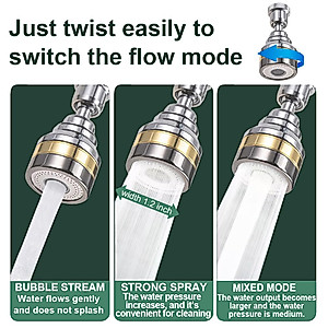 SVHCCBAR Swivel Faucet Aerator,Dual-function Faucet Nozzle 360 Degree Big Angle Rotating Kitchen Sink Faucet Attachment,Swivel Faucet Extender for Kitchen Sink Aerator SHORT (with Instructions)