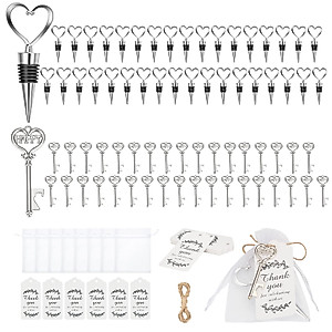 36 Pieces Heart Shape Wine Stopper Wedding Bridal Favor for Guests, with 36 Pieces Wine Bottle Opener, Wedding Favors for Guests