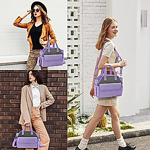 Lunch Bags for Women, Insulated Cute Lunch Bags for Adult Men with 4 Icepacks&2 Storage Pocket, Lunch Tote Bag with Removable Shoulder Strap,Large Leakproof Cooler Bag for Work,Picnic,Beach-Purple