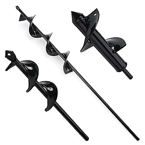 Hand Auger Drill Bits, 3PCS Garden Auger Drill Bit Set Various Sizes Soil Auger Drill Bit for Garden Potted Plants Vegetables Flowers Digging Weeding, Black