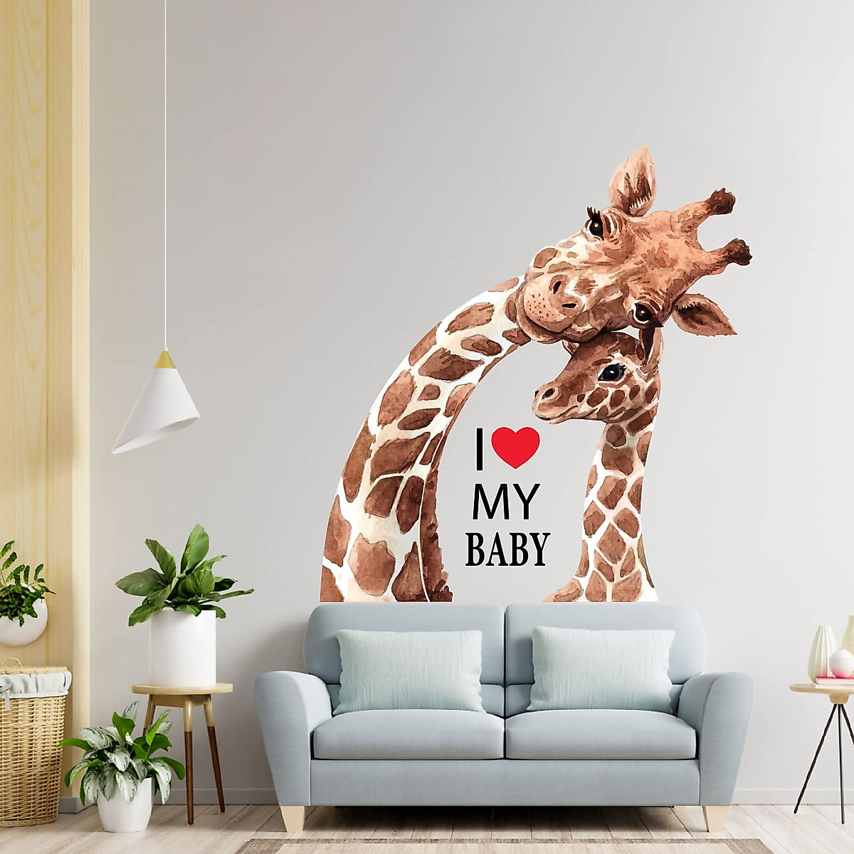 Animal Wall Stickers,Giraffe Wall Decals,Peel and Stick Removable Wall Decor DIY Art Mural Decoration,Jungle Wallpaper for Kids Baby Nursery Kindergarten Boys Girls Bedroom Living Room