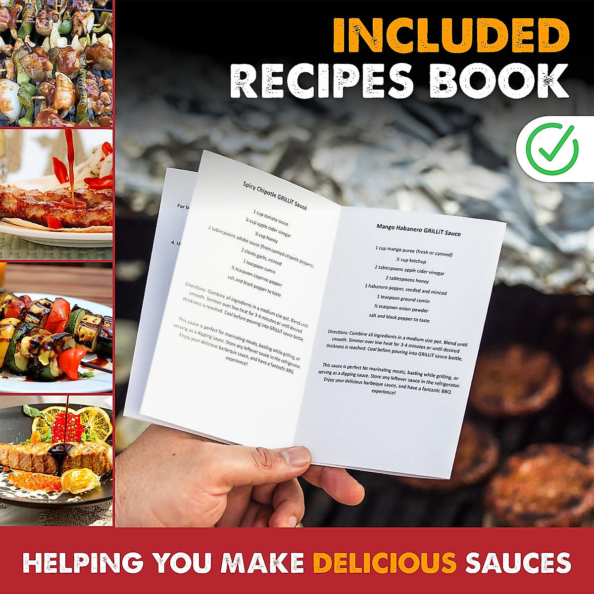 Sauce Basting Bottle Set for Grilling with 3 Silicone BBQ Basting Brush Caps & 2 Squeeze Caps - Squeeze Bottles for Sauces with Applicators, Storage Caps & Funnel - Condiment Sauce Dispenser