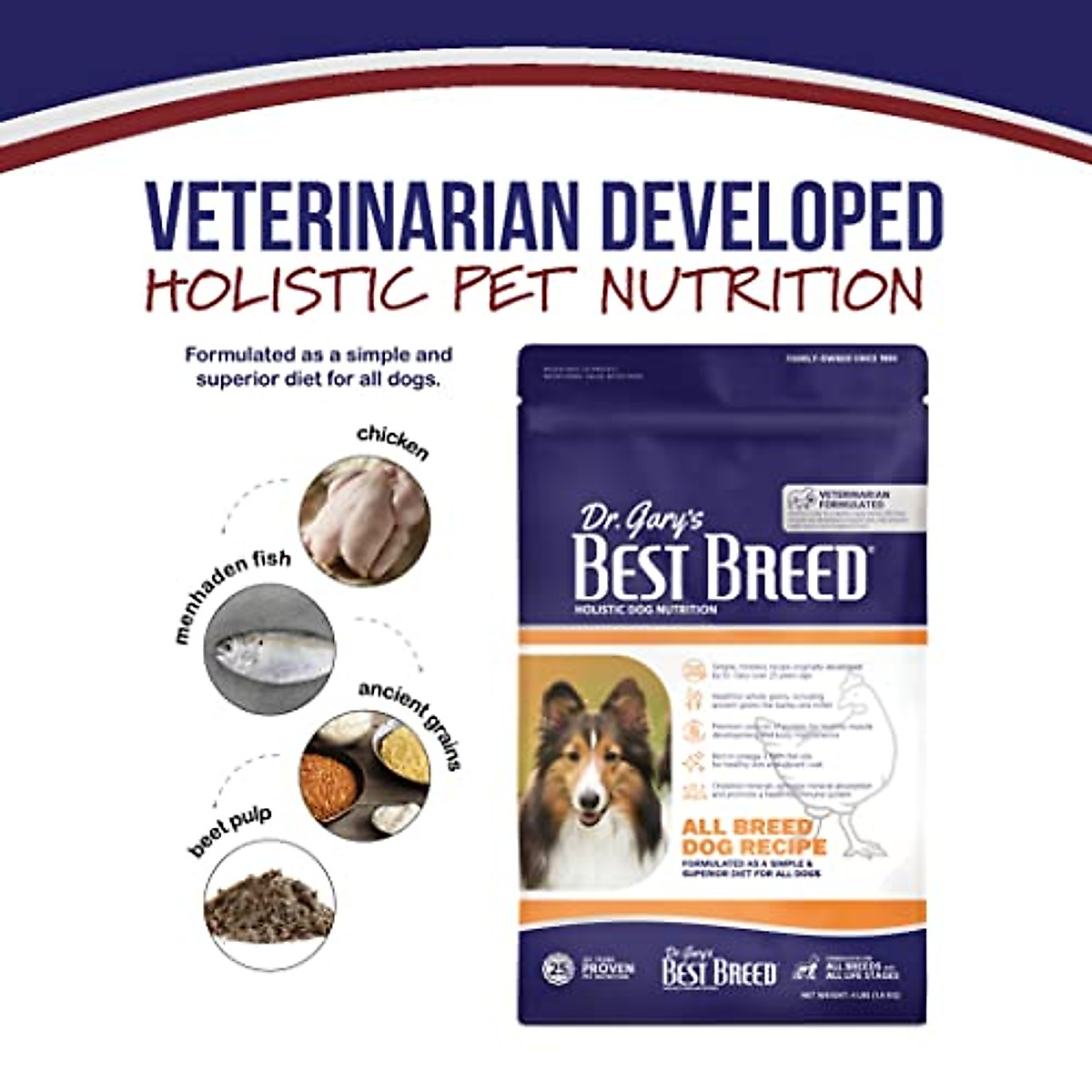 Best Breed Dr. Gary's All Breed Dog Diet Made in USA [Natural Dry Dog Food for All Breeds and Sizes]- 13lbs, Dark Brown (7-53182-95265-9)