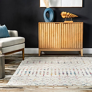 nuLOOM 8x11 Moroccan Blythe Area Rug, Light Multicolor, Faded Bohemian Design, Stain Resistant, For Bedroom, Dining Room, Living Room, Hallway, Office, Kitchen, Entryway