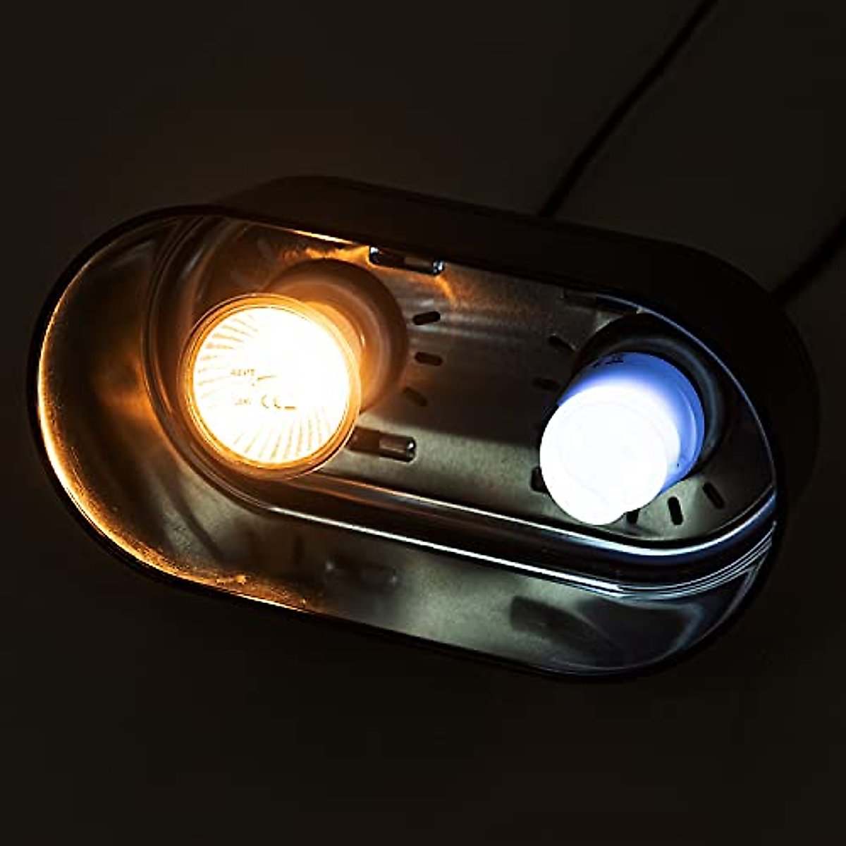 REPTI ZOO Nano Combo Dual Reptile Deep Dome Lamp Fixture for Reptile Max 40 Watts Max Bulb Height 4 inch Per Socket UVB Light Fixture Dual Lamp Cap Combo Integration Design Heat Lighting Lamp