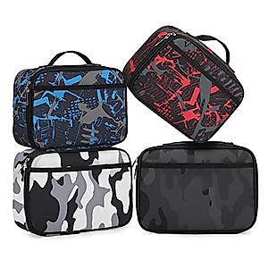 Rickyh Style Lunch Box with Padded Liner, Spacious Insulated Lunch Bag for Men and Women, Durable Thermal Lunch Cooler with Strap, 2 Pockets, 10 x 8 x 3.7 in