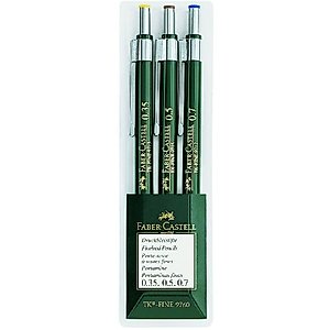Faber-Castell TK-Fine-9713 Mechanical Pencils Wallet of 3-0.35, 0.5, 0.7mm