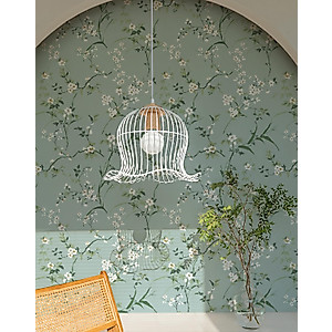 Peel and stick Wallpaper Farmhouse Wild Floral Peel and stick Wallpaper French Peel and Stick Wallpaper Blue Wallpaper for Bedroom Stick on Wallpaper Cabinets Contact Paper (Soft Blue, 17.7" X 78.74")