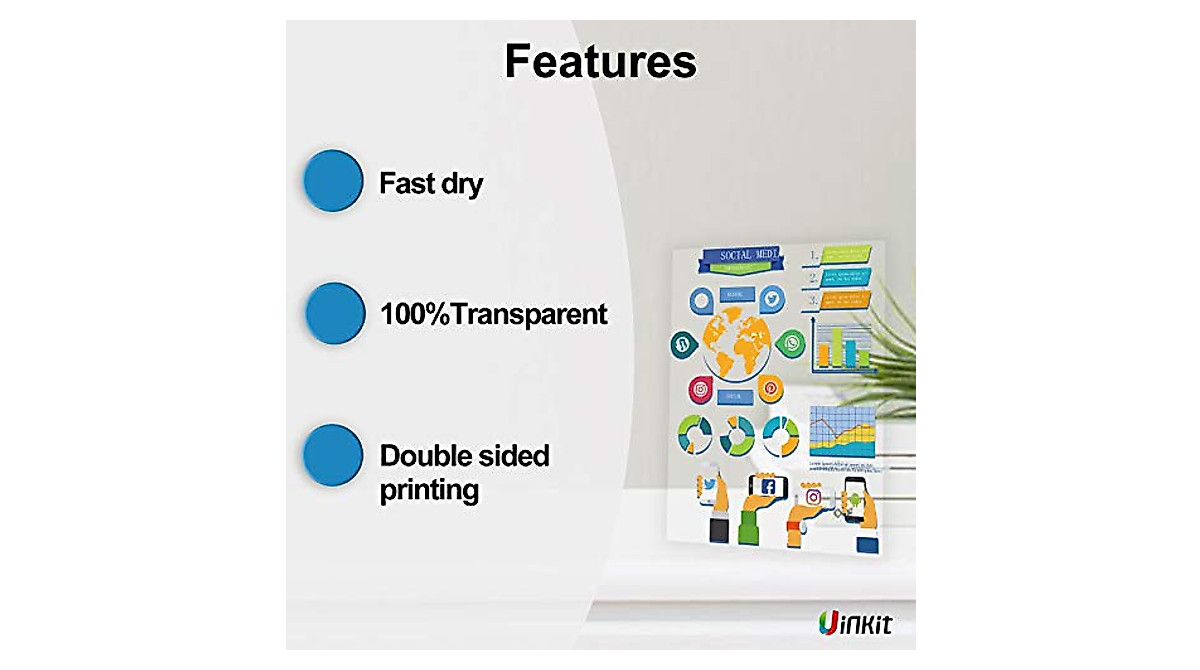 100 Sheets 8.5x11 Laser Transparency Film for Printers