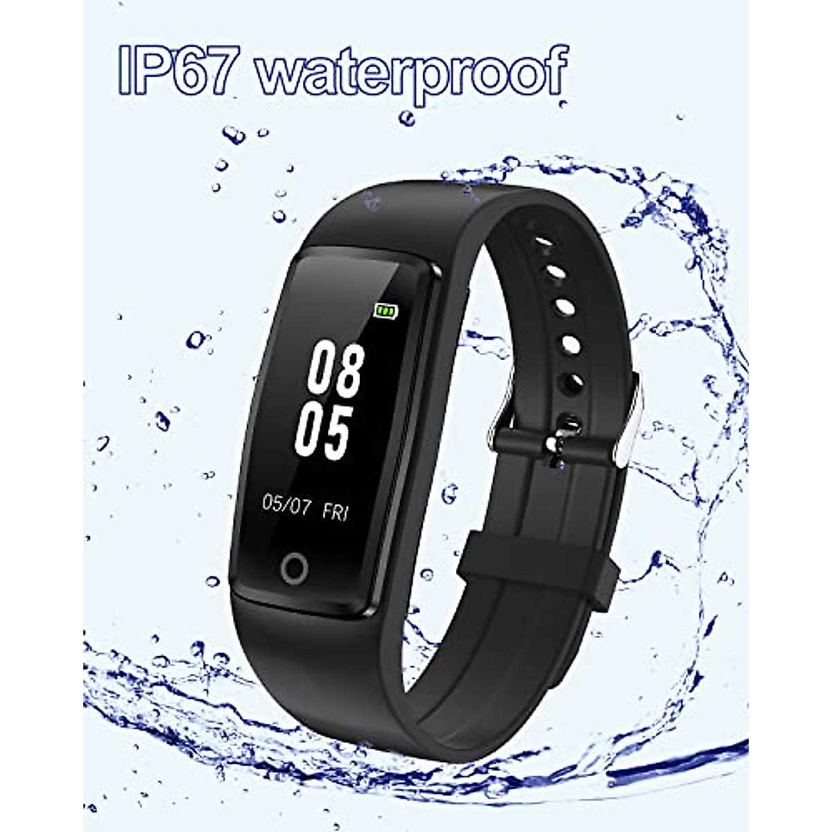 GRV Fitness Tracker Non Bluetooth Fitness Watch No App No Phone Required Waterproof Pedometer Watch with Steps Calories Counter Sleep Tracker for Men Women Kids Parents (Black)