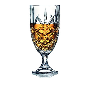 Royalty Art Kinsley Lowball Whiskey Glasses Set, 8 Long-Stem Tumbler, Tall Goblet Style Glassware for Hosting Parties, Events, or Evening Dinners, Bourbon, Scotch or Liquor