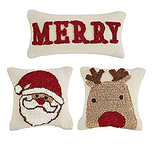 Mud Pie Christmas Mini Canvas Pillow, Santa
