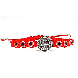 Red String San Benito Multi-Evil Eye Adjustable Protection Prosperity Good Luck Bracelet Pulsera De San Benito Con Ojitos Proteccion Prosperidad Y Buena Suerte