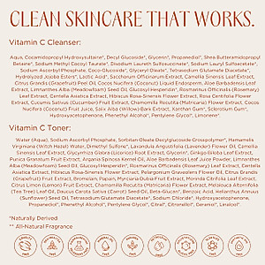 InstaNatural Vitamin C Four Step Skin Care Set, Skincare Routine, Brightens, Hydrates, Prevents Signs of Aging, Face Wash, Toner, Serum and Moisturizer, with Botanical Extracts