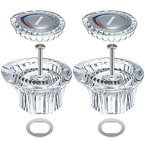 Enhon 2 Pack Shower Knob Handle Kit Compatible with Moen 96797 Chateau Collection, Replacement Faucet Handle Kit for Bathroom Tub and Shower, Include Screws, Chrome Knob Insert