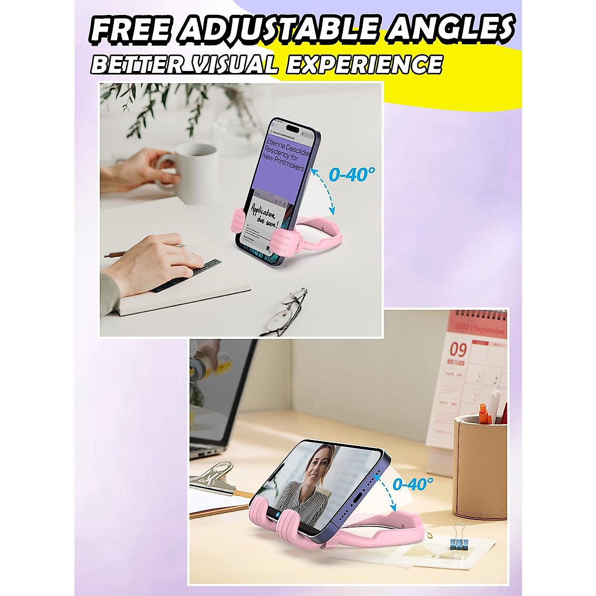 Stocking Stuffers for Teens Boys Girls Teenage Men Women Kids Gifts for Men Christmas: Thumbs Up Lazy Phone Stand Holder Gadgets Dad Father Mother Mom Husband Wife Adults Who Have Everything (1, Pink)