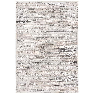 SAFAVIEH Mayflower Collection Area Rug - 6'7" Square, Beige & Grey, Modern Distressed Design, Non-Shedding & Easy Care, Ideal for High Traffic Areas in Living Room, Bedroom (MAY240B)