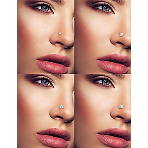 Vsnnsns 20G Threadless Push in Nose Rings for Women Men 316L Surgical Stainless Steel L Shaped Nose Studs Screw Bone Nose Rings Piercings 20 Gauge Nostril Piercing Nose Studs Opal For Women