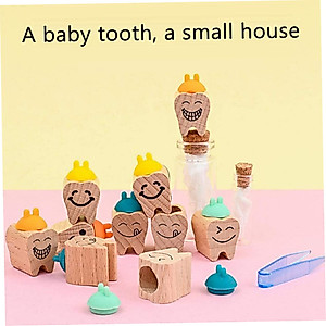 KUYYFDS Tooth Box, Wooden Baby Teeth Saving Box with Tweezers Storage Collection Boy Girl Souvenir Case Infant Kid for Children Keepsake Memory Box Gift Teeth Boxes