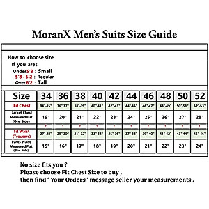 MoranX Casual Men's Suits Regular Fit 3 Piece Double Breasted Wool Plaid Tuxedos Business Blazer+Vest+Pants Wedding…(Gray,46R)