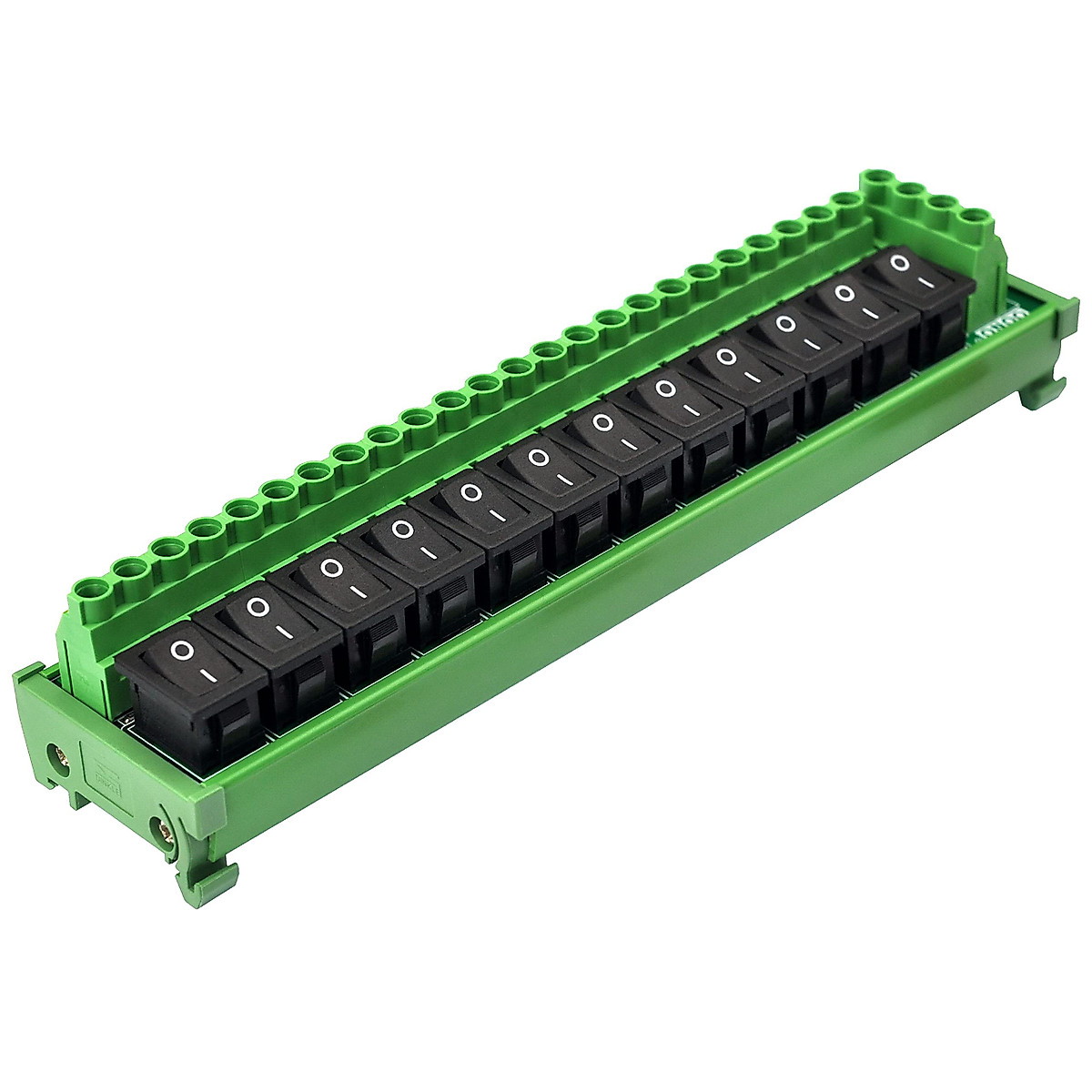 DIN Rail Mount 12 Channel Rocker Switch DC Power Distribution Strip Module