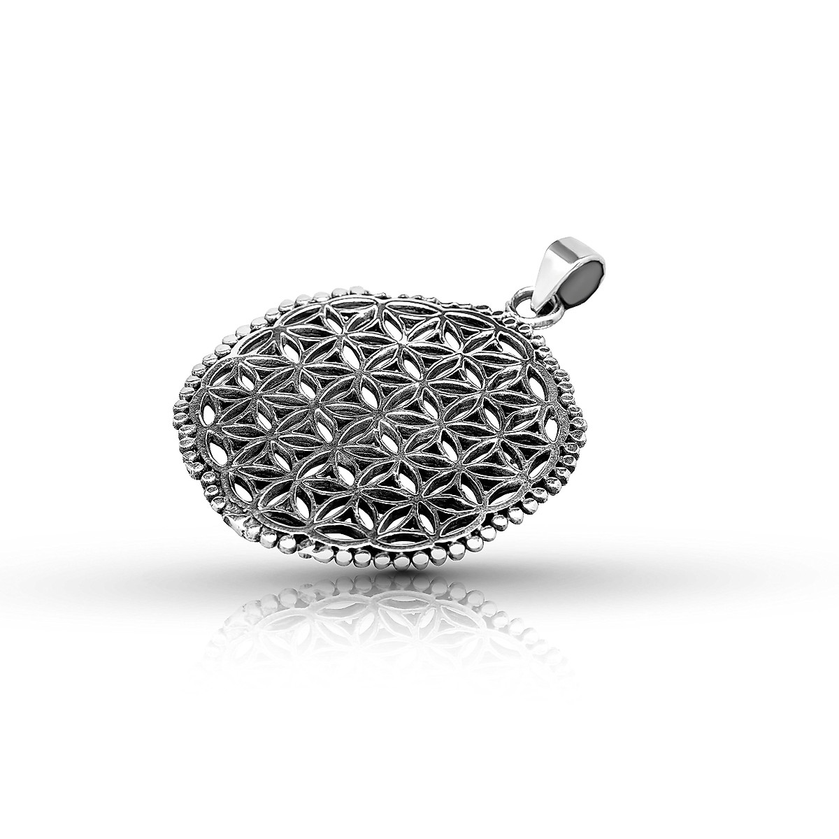 Flower of Life Pendant Sterling Silver 925 Sacred Geometry Seed of Life Yoga Jewelry