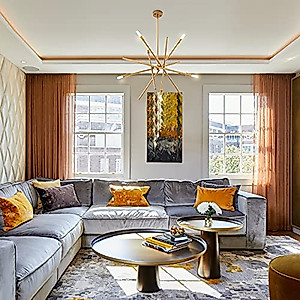 VILUXY Contemporary Chandelier Lighting Fixture 6-Light Antique Brass Brush Paint Finish Mid-Century Pendant Lighting for Dining Room Bedroom Kitchen Living Room