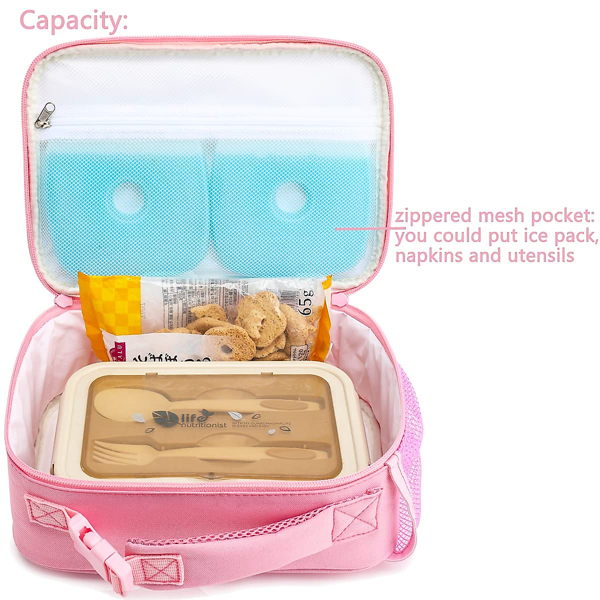 FlowFly Kids Lunch box Insulated Soft Bag Mini Cooler Back to School Thermal Meal Tote Kit for Girls, Boys, Glitter-RainBow