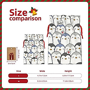 Cute Penguinchristmas Drawstring Gift Bag, Linen Drawstring Gift Bag, Reusable Drawstring Gift Bag, Used For Christmas, Birthday, Wedding Supplies