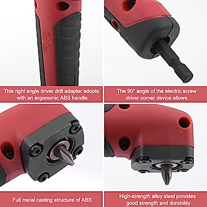 MJFUNTXY Right Angle Drill Attachment,90 Degree Drill Adapter Electric Screwdriver Repair Tool Right Angle Attachment Extension Screwdriver Socket Holder Drill Bit Corner Adapter (red)