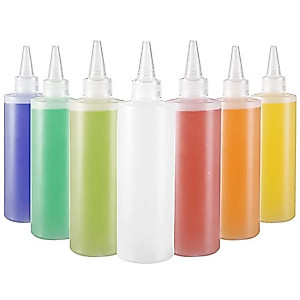 Yesland 16 Pack Plastic Squeeze Squirt Bottles with Leak-Proof Cap - 8 oz Condiment Bottles and Pancake Squeeze Bottle - Oil Squeeze Bottle for Ketchup, Liquids, Paint, Workshop and Pancake Art