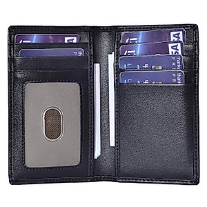 YUHAN PRETTY Slim Thin ID/Credit Card Holder Leather Bifold Front Pocket Wallet RFID Blocking (Black)