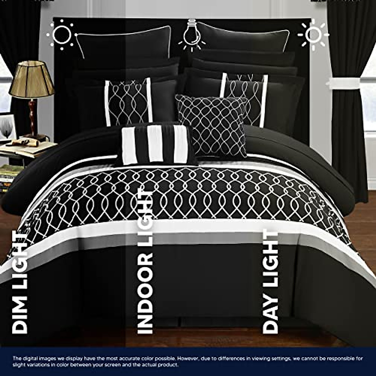 Chic Home Dinah 24 Piece Bed in a Bag Comforter Set, Queen, Grey