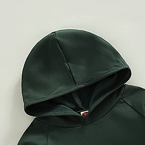 Ledy Champswiin Baby Boy Girl Sweatsuits Sportswear Toddler Kids Solid Color Outfit Hoodie Sweatshirt Tops & Pants Clothes (A1 Olive Green, 12-18 Months)