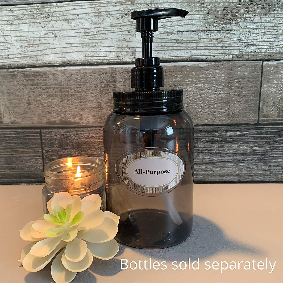 Bottiful Home - 22 Pack Oval Waterproof Permanent Labels for Refillable Shampoo, Conditioner, Soap, Lotion and Household Product Bottles (1.5"x2.5") (Woodgrain)