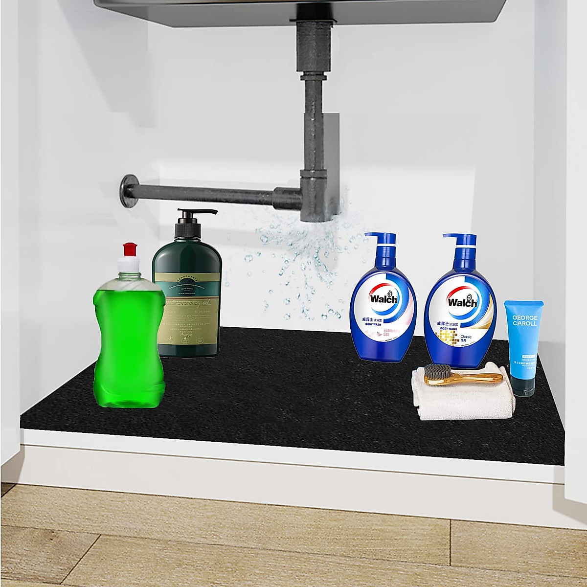 Xinpuerda Under Sink Mat Liner,Waterproof Cabinet Protector for Kitchen and Bathroom,Anti Slip, Waterproof, Easy to Cut, Easy to Clean and Quick Dry ((24" x 59"))