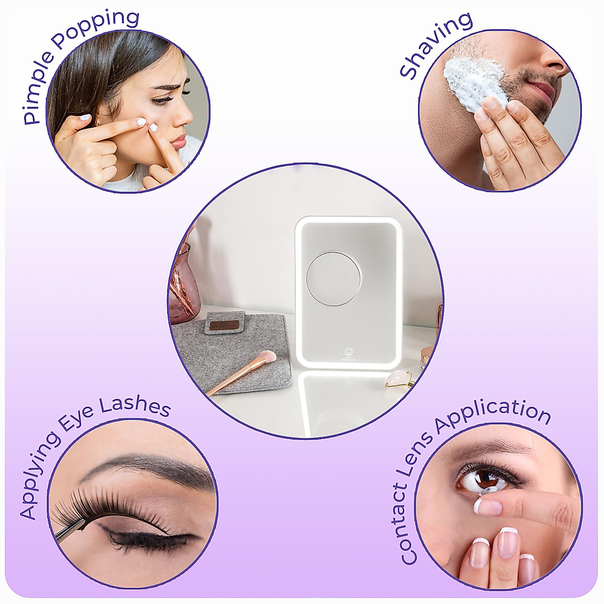 stylPro Stylideas Glow and Go Travel Mirror - Makeup Mirror with Lights Perfect for Hair Styling - USB Rechargeable - with Protective Sleeve - 1 pc.