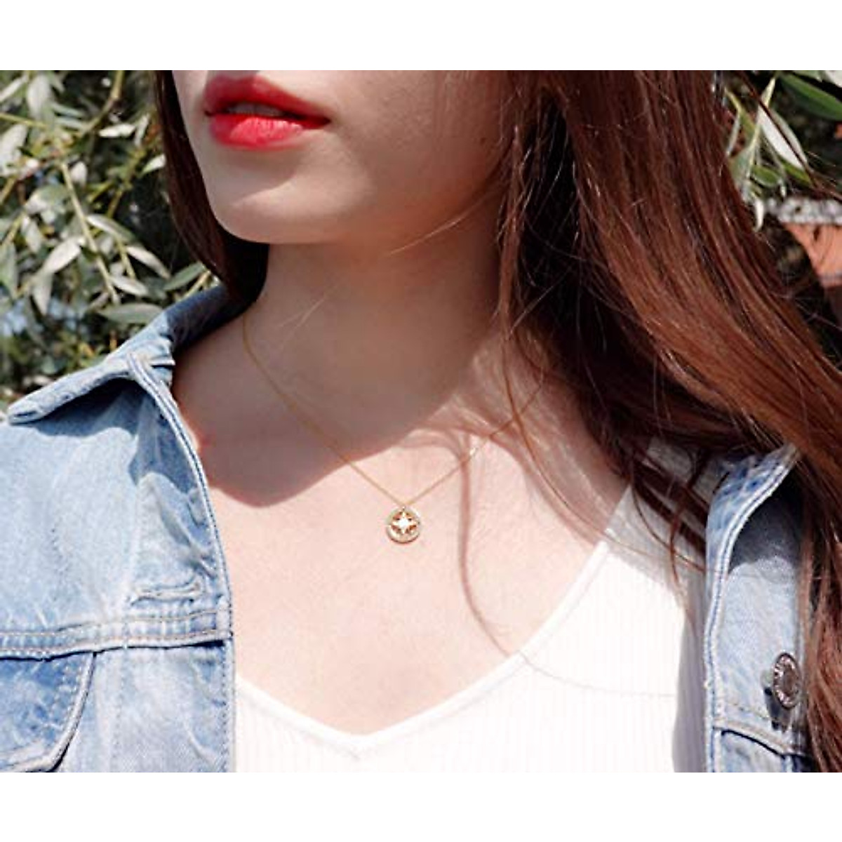 Opal compass necklace, Best friend necklace for 2, BFF Necklace, friendship necklace for 2, gold dainty necklace, Christmas gift, Graduation gifts, long distance