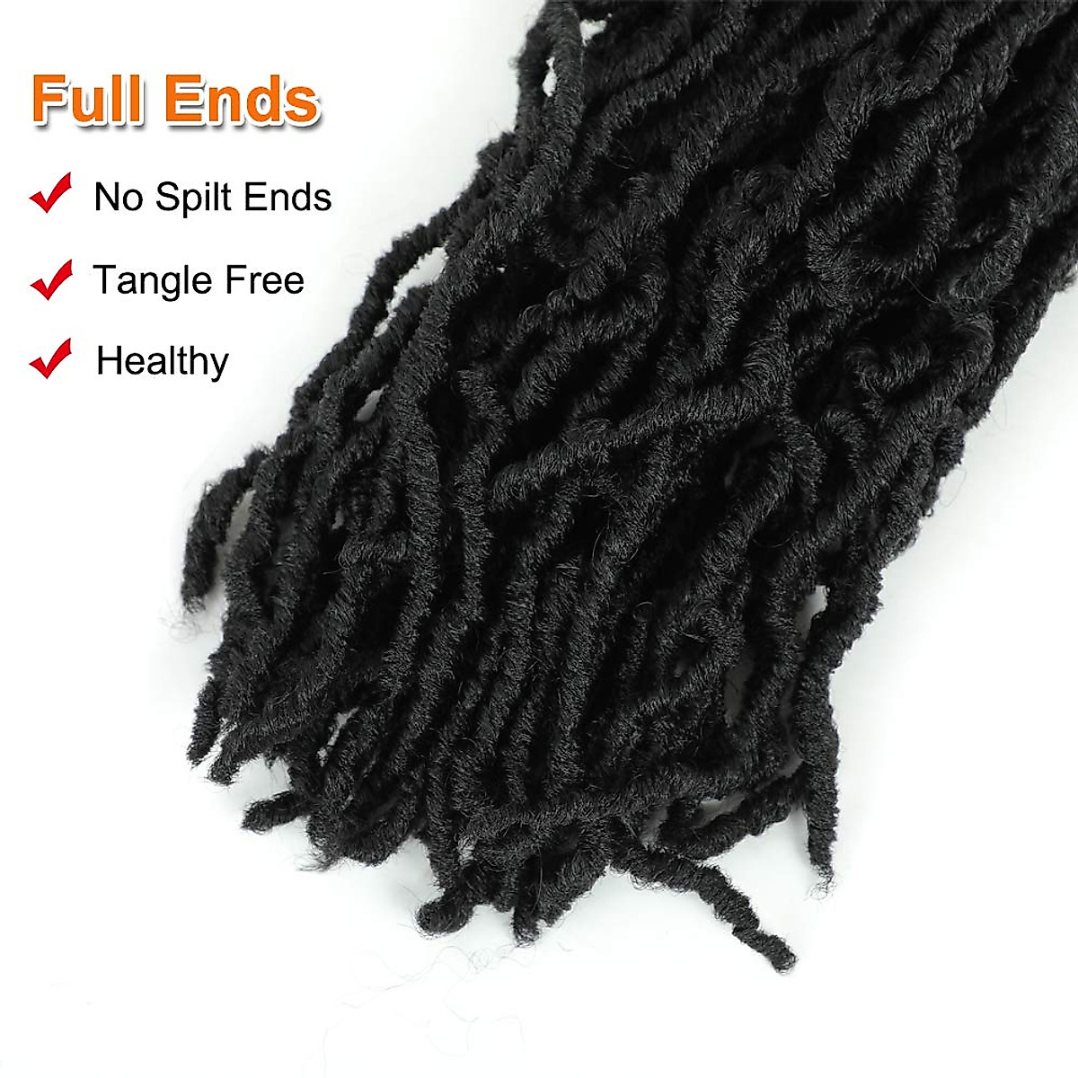Yorda Soft Locs Crochet Hair for Black Women, Natural Faux Locs Crochet Braids, Pre Looped Synthetic Distressed Locs Braiding Hair (18Inch, 16Strands/Pack, #1B)