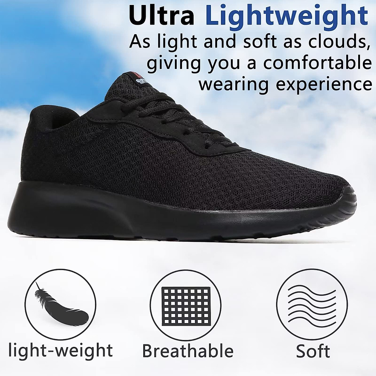 MAIITRIP Mens Walking Shoes,Ultra Lightweight Breathable Tennis Running Shoes Mesh Non-Slip Casual Comfortable Fashion Sneakers Work Gym Workout Athletic Sport Cuhioning Trainers Black Size 10