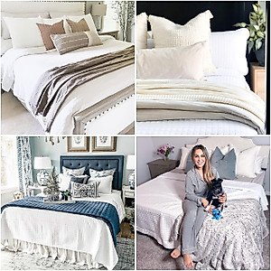 Southshore Fine Living, Inc. White King Quilt Set with 2 Pillow Shams, Lightweight Coverlet, King Size Quilt, Stain & Pet Hair Resistant Bedding Set, Standard/California Size, Bright White