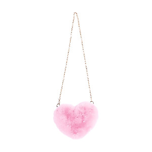 Heart Shaped Purse for Women Heart Shaped Purse Soft Fluffy Faux Fur Crossbody Bag Handbag Shoulder Bag with Chain for Women Girls Valentines Day Heart Shaped Handbag Pink Heart Shaped Purse Fluffy