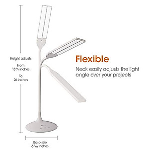 OttLite Pivot LED Desk Lamp, Dual Shade Desk - 3 Color Temperature Modes, Auto Shut-Off Timer, Adjustable Neck & Touch Activated Controls - Crafting, Sewing, & Studying
